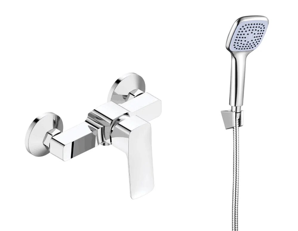 Смеситель для душа Melodia della vita Etude MDV30050 с душевым гарнитуром, хром, глянцевый, настенный, латунный, однорычажный, смеситель для ванны с душем