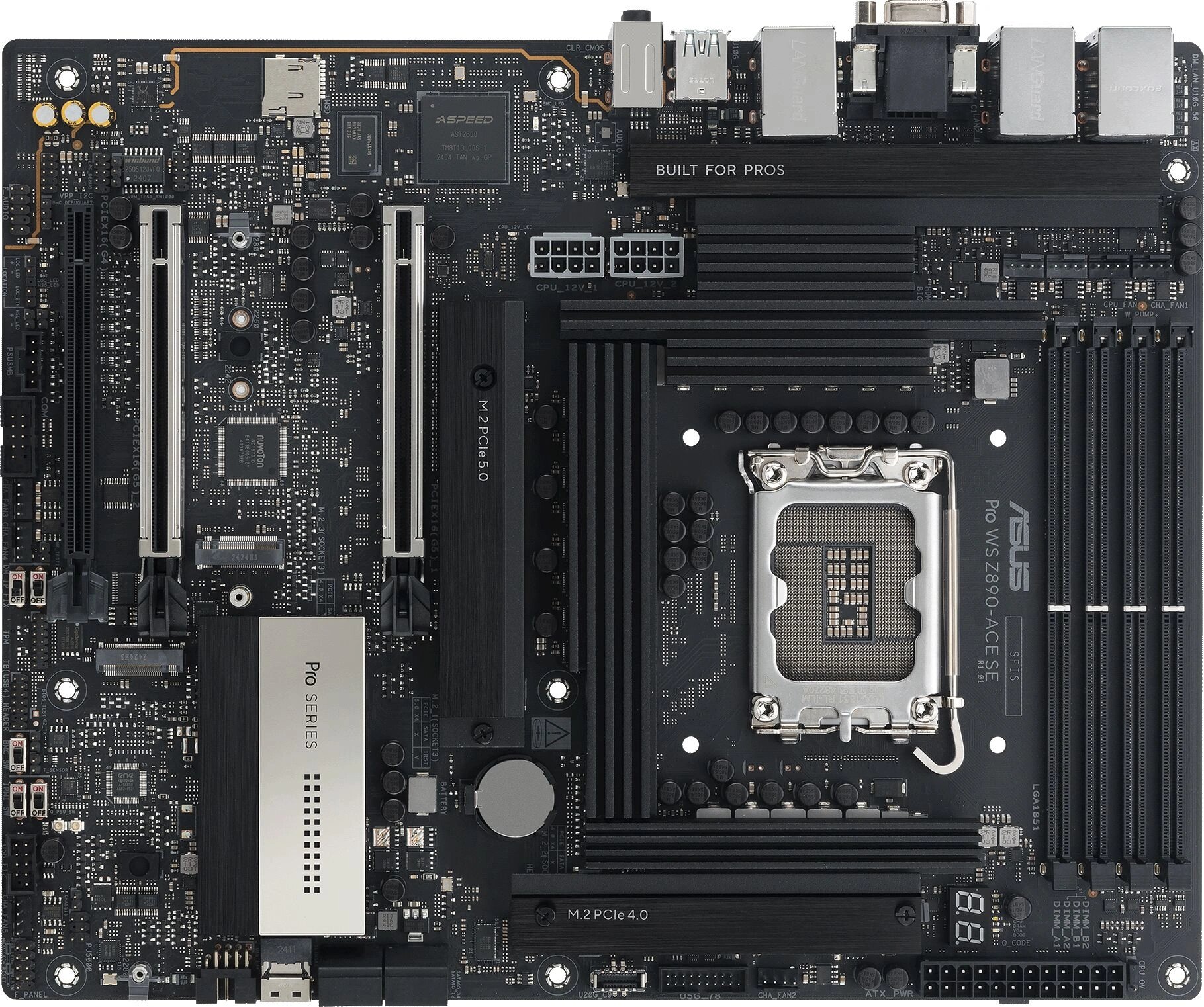 Материнская плата Asus PRO WS Z890-ACE SE Soc-1851 Intel Z890 4xDDR5 ATX AC`97 8ch(7.1) 1x10G/1х2,5G/1xGigabit RAID+HDMI