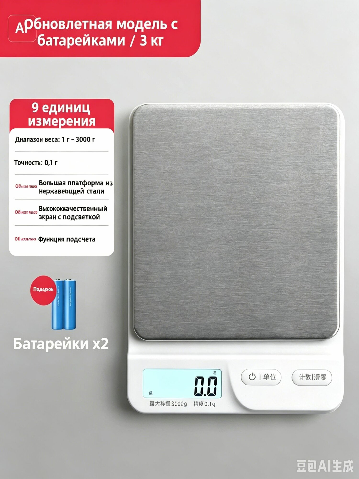 Серебристый, перезаряжаемый аккумулятор, 500 г, точность 0,01 г