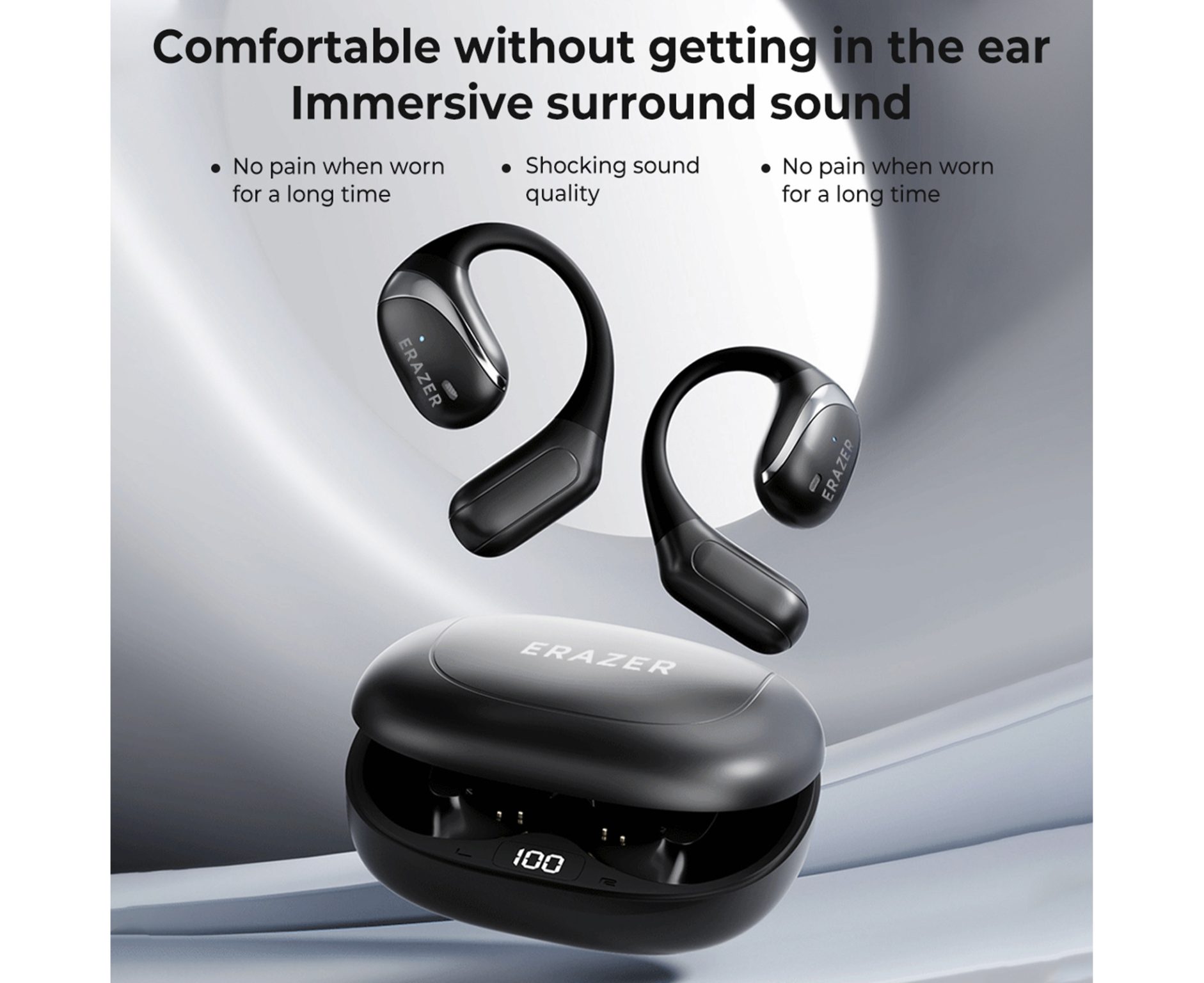 Беспроводные наушники ERAZER X9 с Bluetooth 5.4, шумоподавлением и цифровым дисплеем.