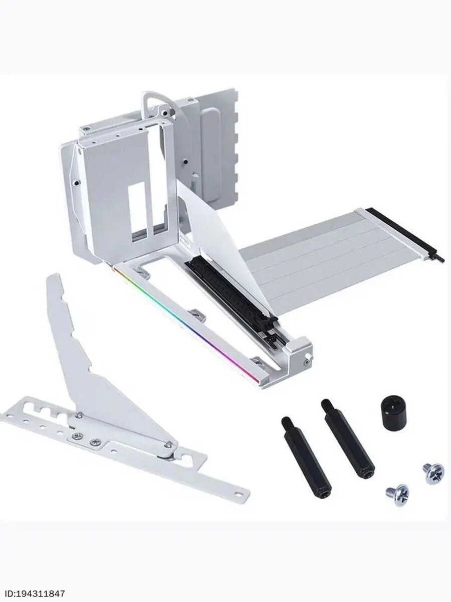 Крепление Lian LI для вертикальной установки GPU с райзер-кабелем Gen 5 Riser Cable PCI-E 5.0 x16-155 белое