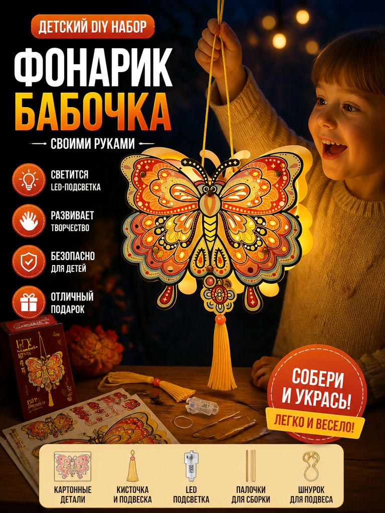 Детский DIY мультяшный светящийся бумажный фонарик, декоративный фонарь