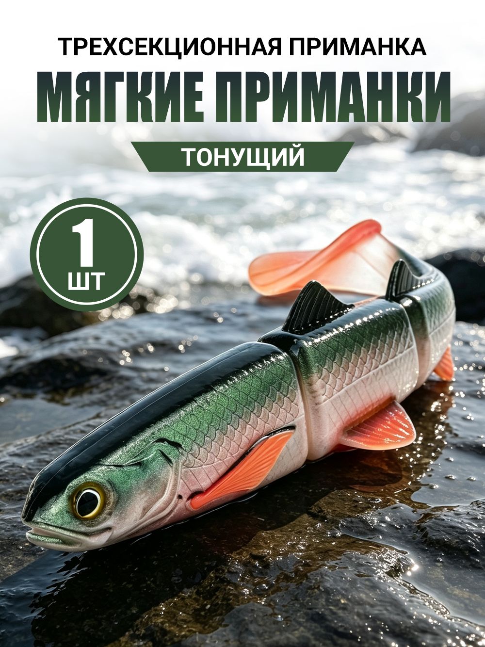 Мягкая приманка для рыбалки, 220 мм