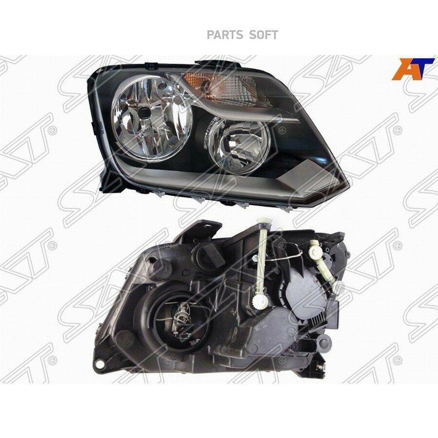 Фара Volkswagen Amarok 10-16 (Справа/ Галоген/ С электрокорректором) от официального дистрибьютора, SAT, артикул ST44111F6R