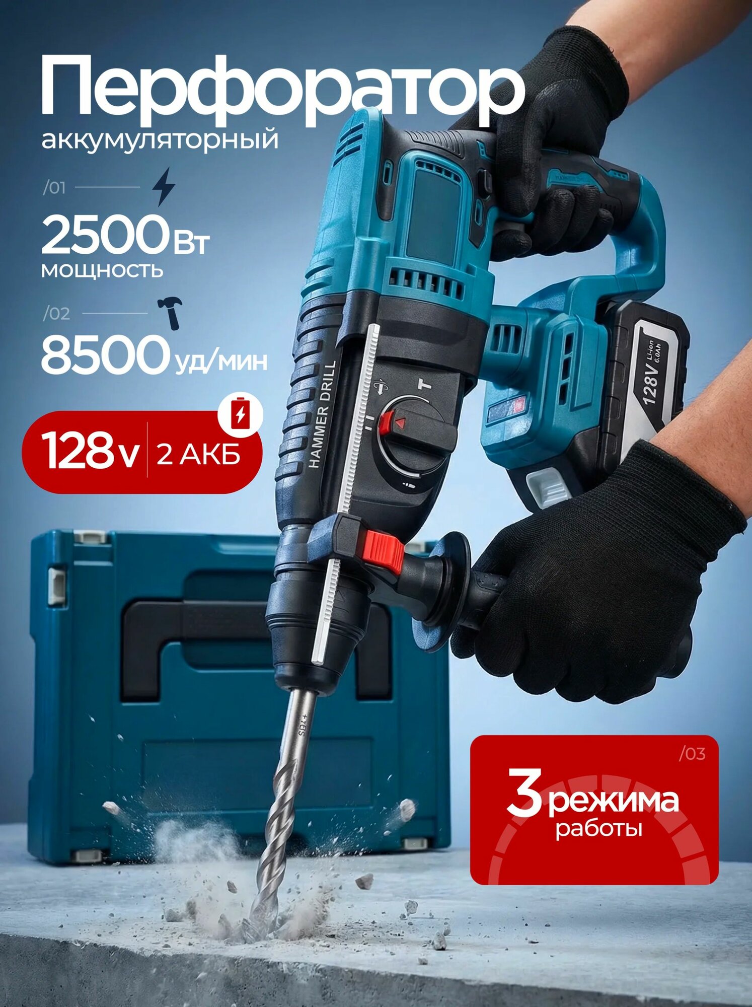 Перфоратор аккумуляторный, перфоратор аккумуляторный бесщеточный