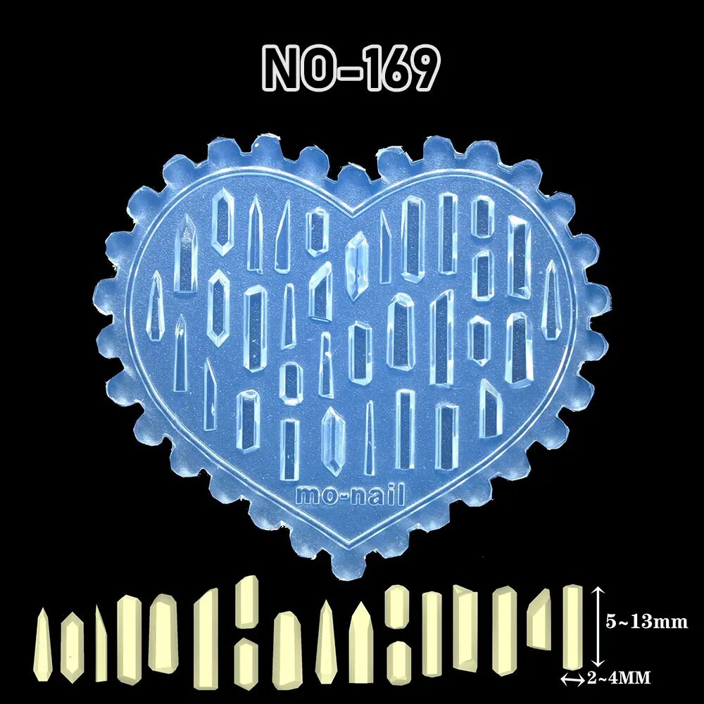 Силиконовая форма для ногтей сердце NO-169, голубой