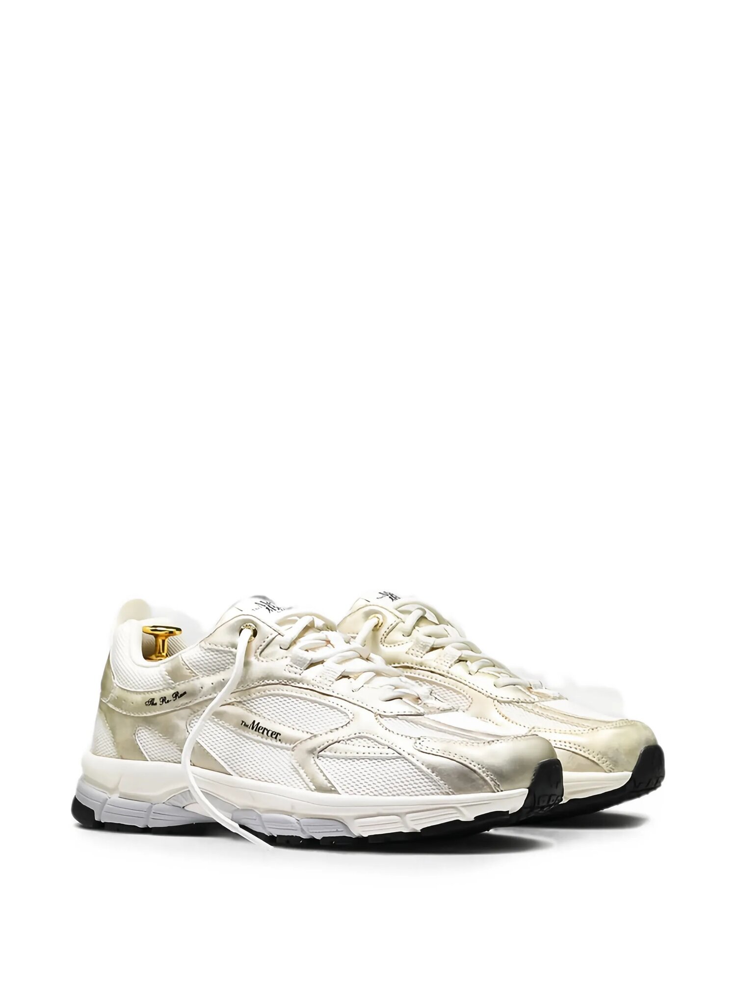 Кроссовки The Mercer Brand Metallic-effect panelled sneakers, размер 40, бежевый/белый — фото 1
