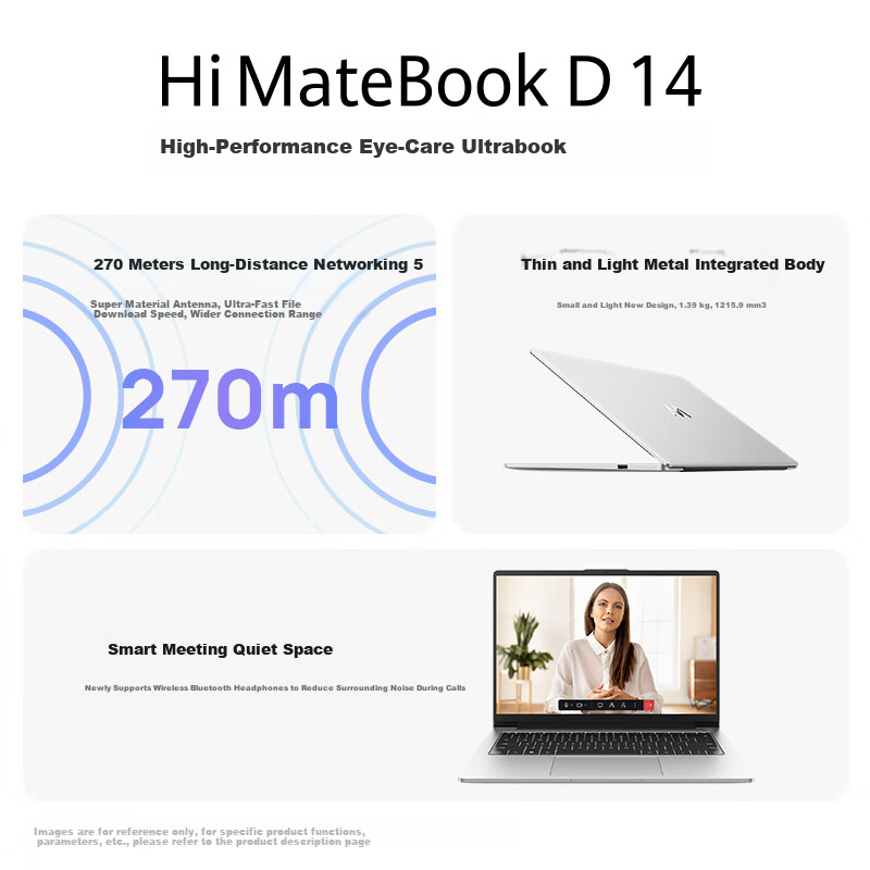 Ноутбук Wiko Hi MateBook D 14 тонкий и легкий с процессором Core 5 32 ГБ ОЗУ 1 ТБ памяти серебристый Версия：Новый
