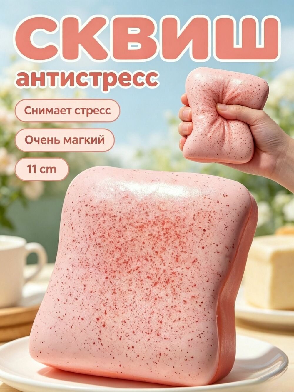 Игрушка антистресс сквиш хлеб тостовый мягкая сжимаемая для рук мягкая игрушка сжимаемая игрушка антистресс для рук