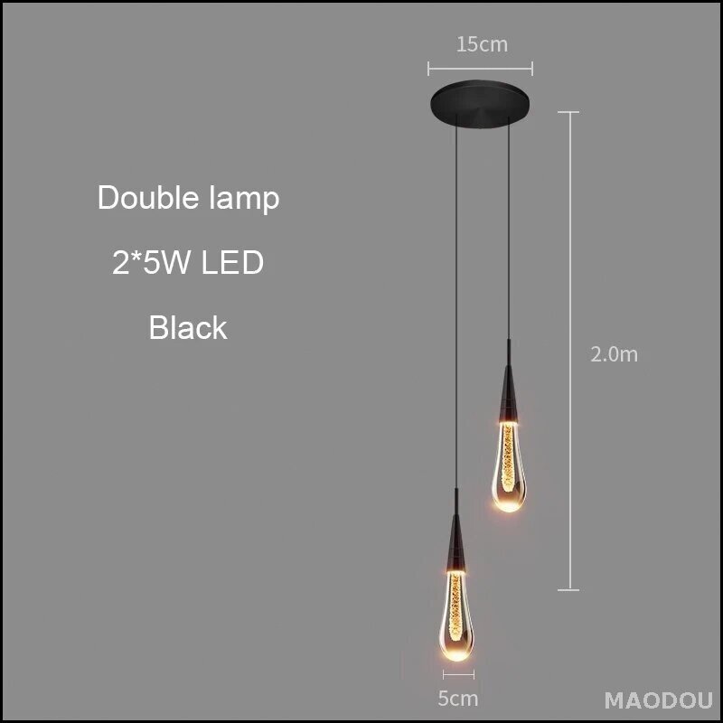 Подвесные светильники LED "Капля дождя", золото/черный