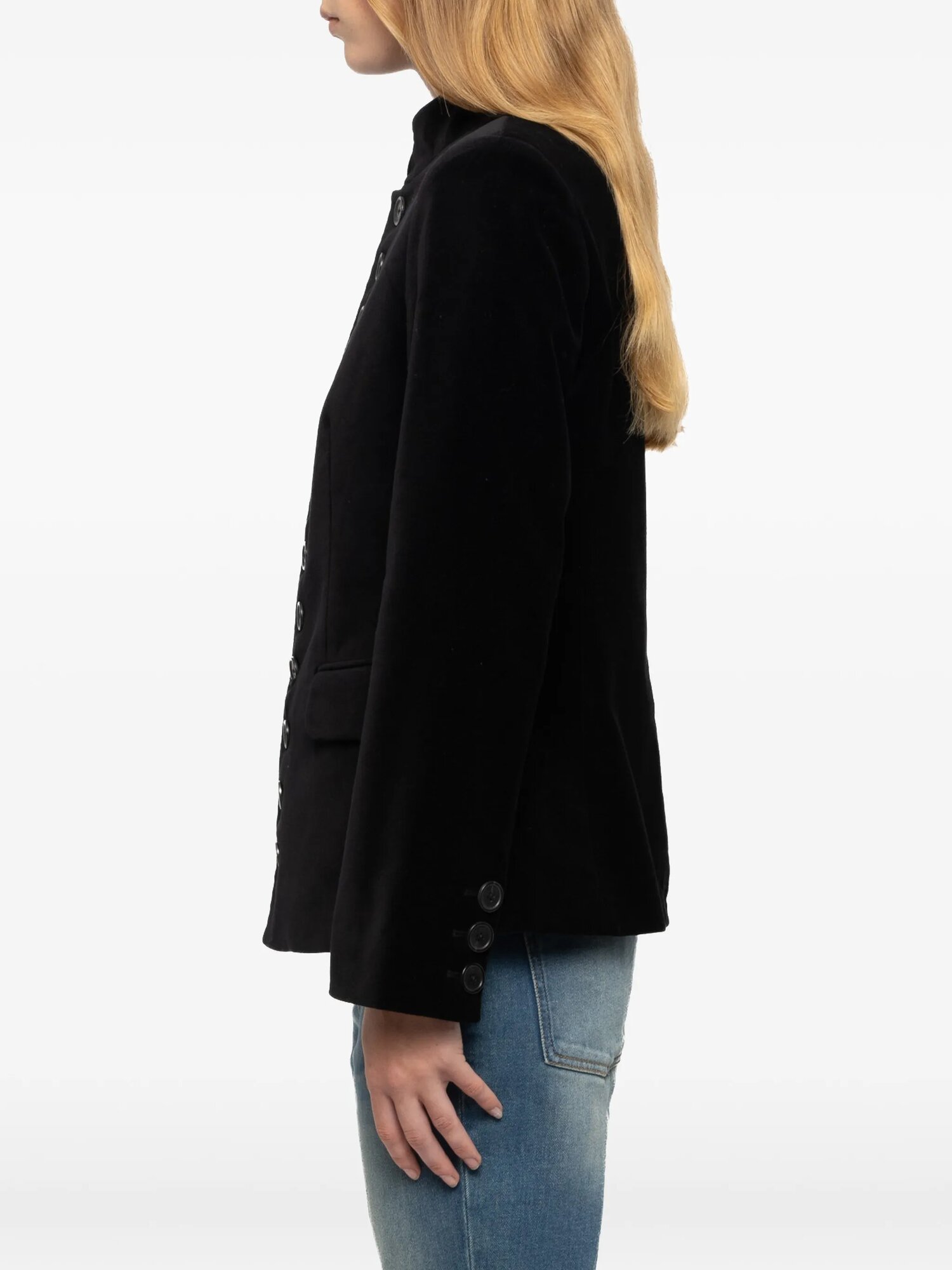 Куртка ZADIG & VOLTAIRE Vallo velvet jacket, размер 40, черный — фото 1