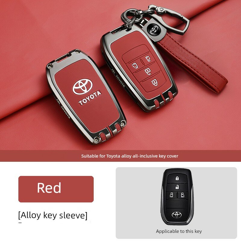 Ключевой чехол C-Style для Toyota Sienna 2026, 4-кнопочный, красный, с набором ND Leather Strap