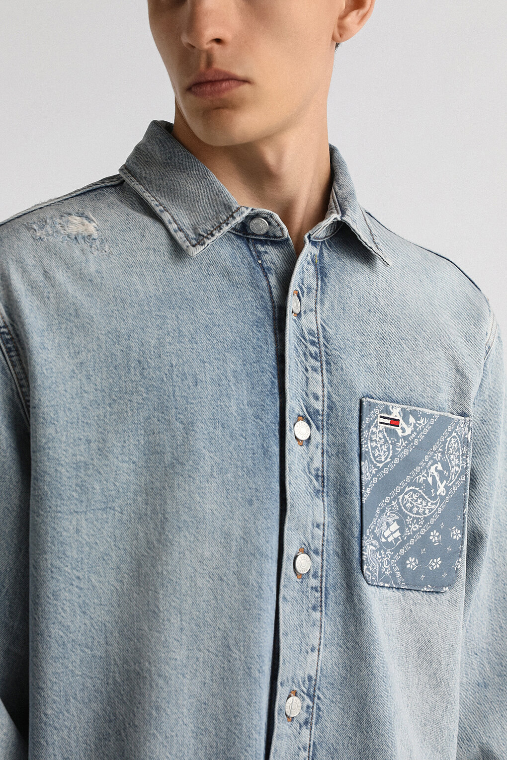 Рубашка Tommy Jeans, размер 48, синий — фото 1