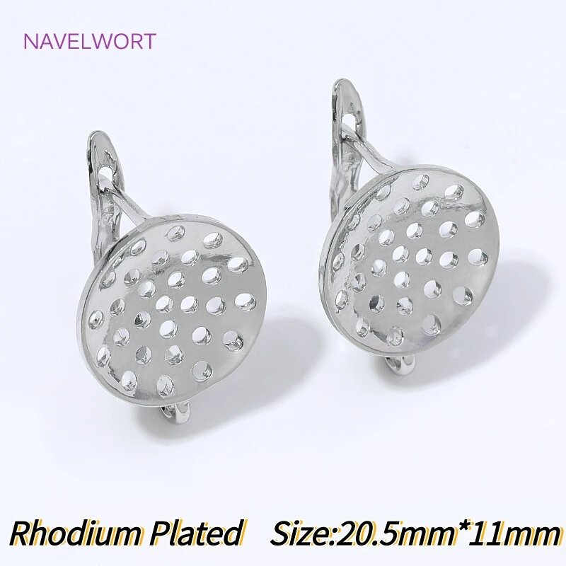 NAVELWORT Швензы для сережек из латуни с позолотой 18K и цирконами 2 pairs, Серый, Rhodium Plated