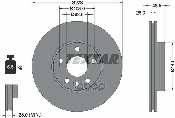 Диск тормозной передний с покрытием PRO VOLVO TEXTAR 92292303 Textar арт. 92292303