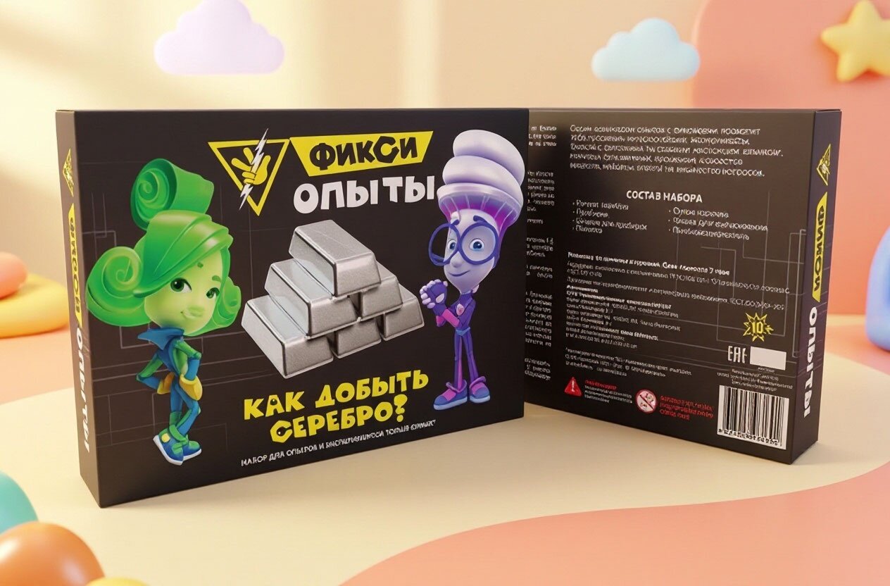 Набор Фикси-опыты 858/860 "Как добыть серебро?", безопасный, 10 опытов