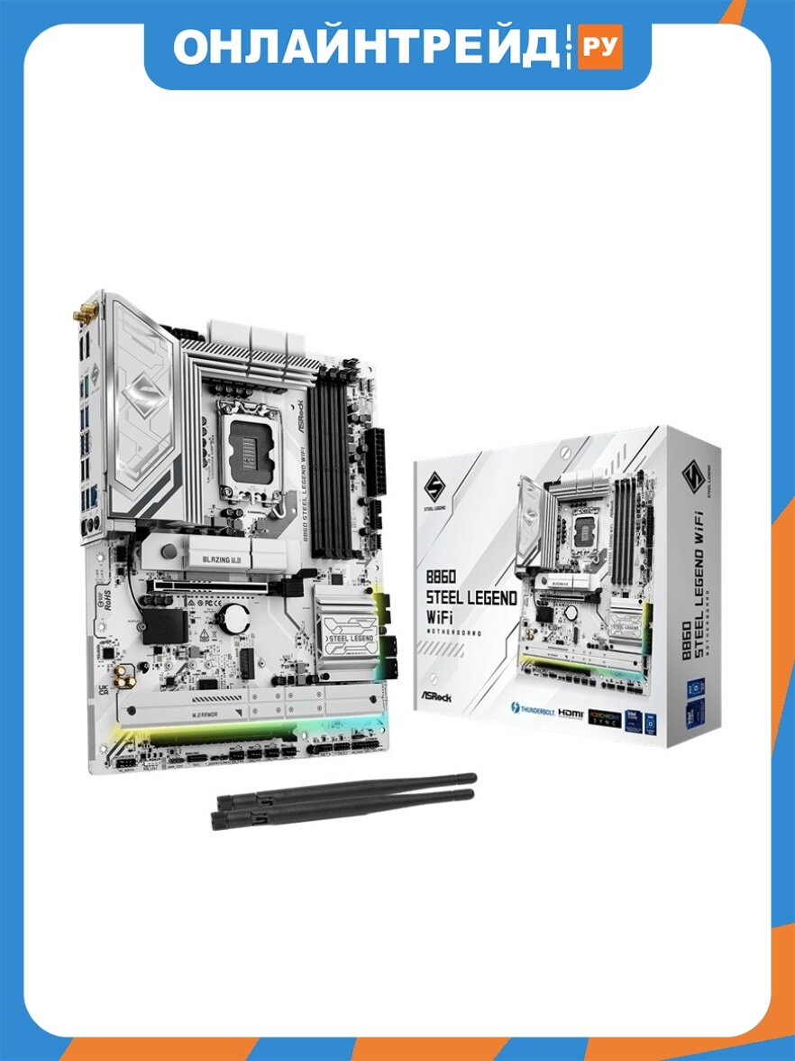 Материнская плата Asrock B860 STEEL LEGEND WIFI, LGA1851, B860, 4*DDR5, 4*SATA, 4*M.2, 4*USB 3.2