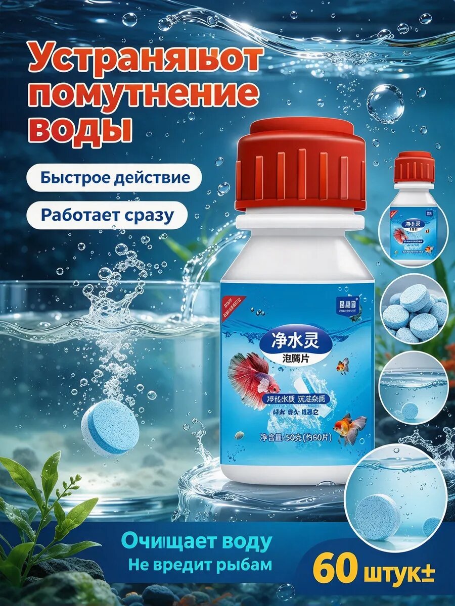 Средство против водорослей в аквариуме 60 таб