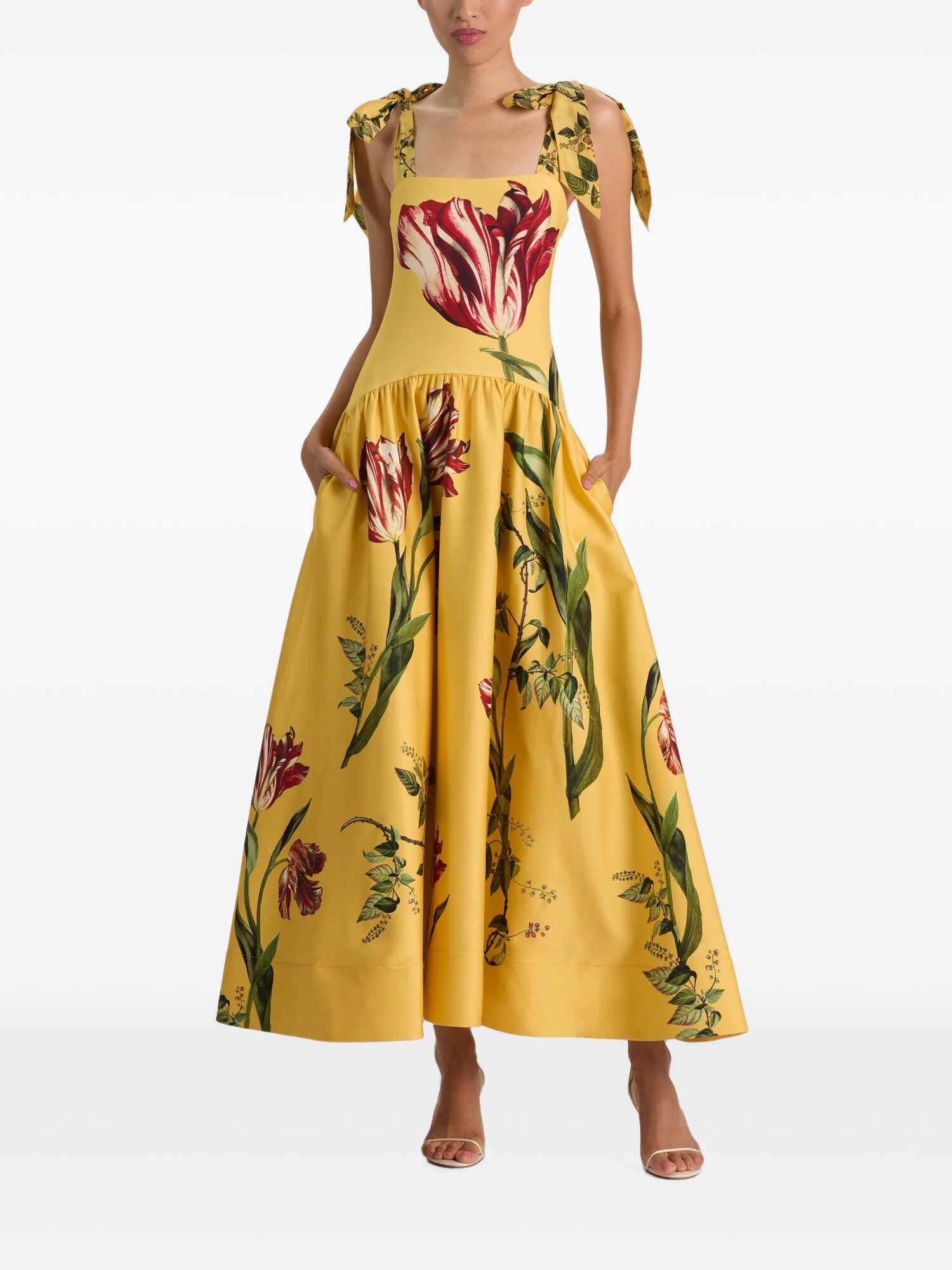 Платье Tulip-print tie-shoulder maxi dress