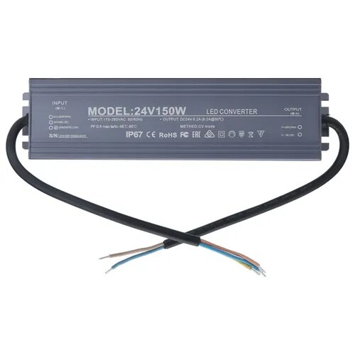 Влагозащищенный IP67 блок питания LED драйвер трансформатор преобразователь AC170265V 24V 6.2A