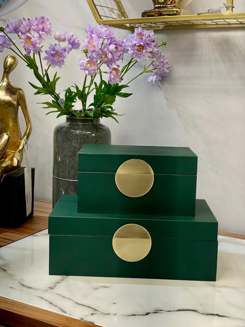 Шкатулка Emerald набор 2 шт Casaentera CE12-9695217 зеленый 280х160х100h