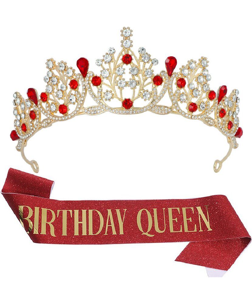 Набор аксессуаров на день рождения Birthday Quenn Bambolo, красный, для карнавала, праздника и фотосессии