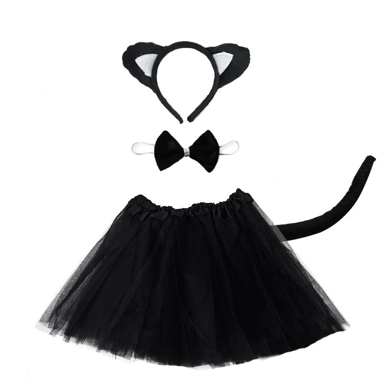 Детский карнавальный костюм черной кошки TQTFL Black Cat 3pcs Dress