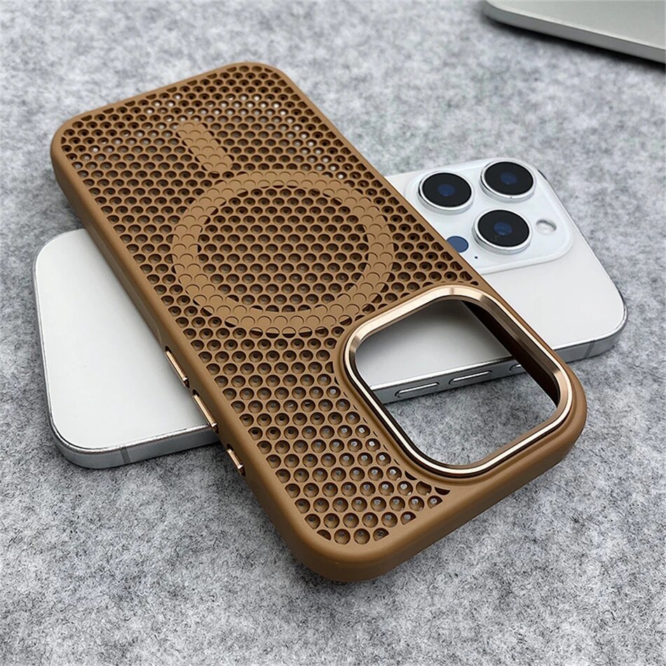 Чехол для iPhone 16 Pro Max Brown KJSR CC, дышащий, Magsafe