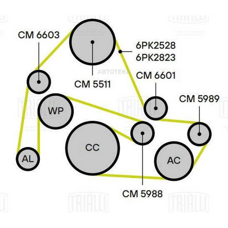 Ролик ремня приводного MERCEDES S (W222) (13-)/GL (X166) (12-) 4.7I/5.5I (опор.) глад. TRIALLI CM6601