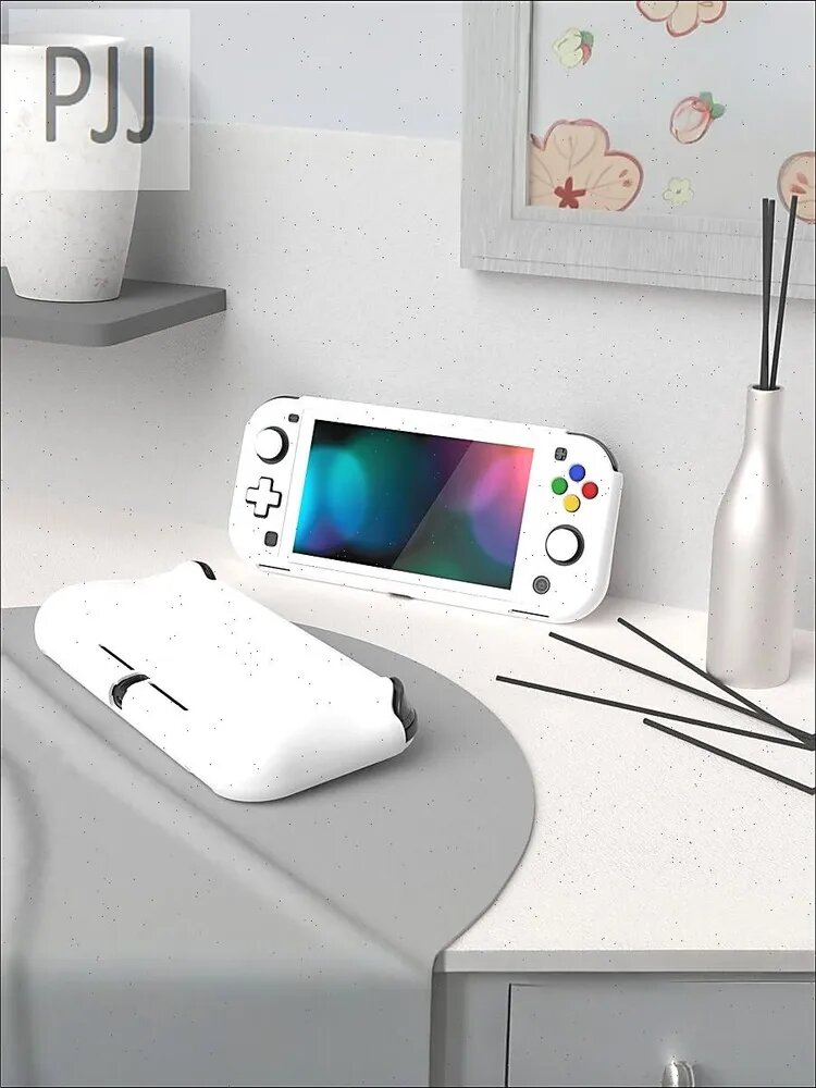 PlayVital ZealProtect чехол для Nintendo Switch Lite, эргономичный жёсткий корпус с плёнкой и накладками, Белый