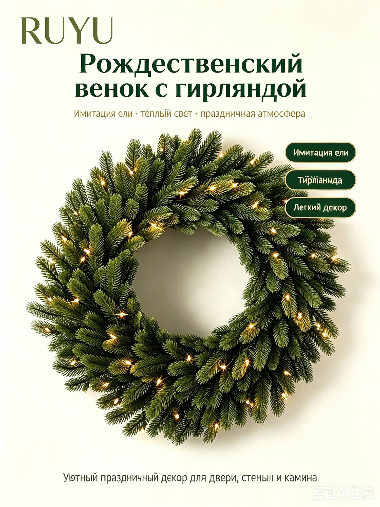 Венок ø40 см 1 шт зеленый