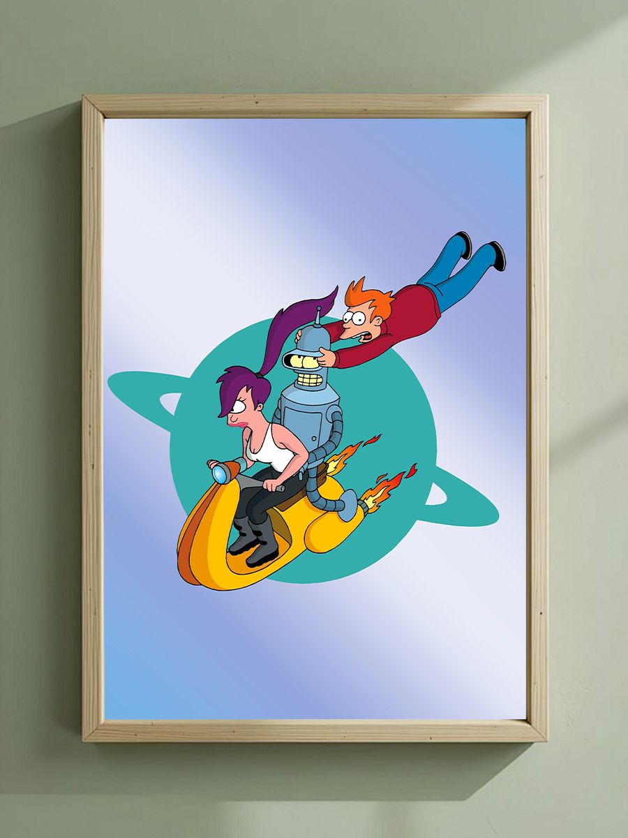 Постер, плакат на стену "Фрай, Бендер и Лили - Футурама / Futurama" 42 см х 29,7 см (А3), Без Рамы