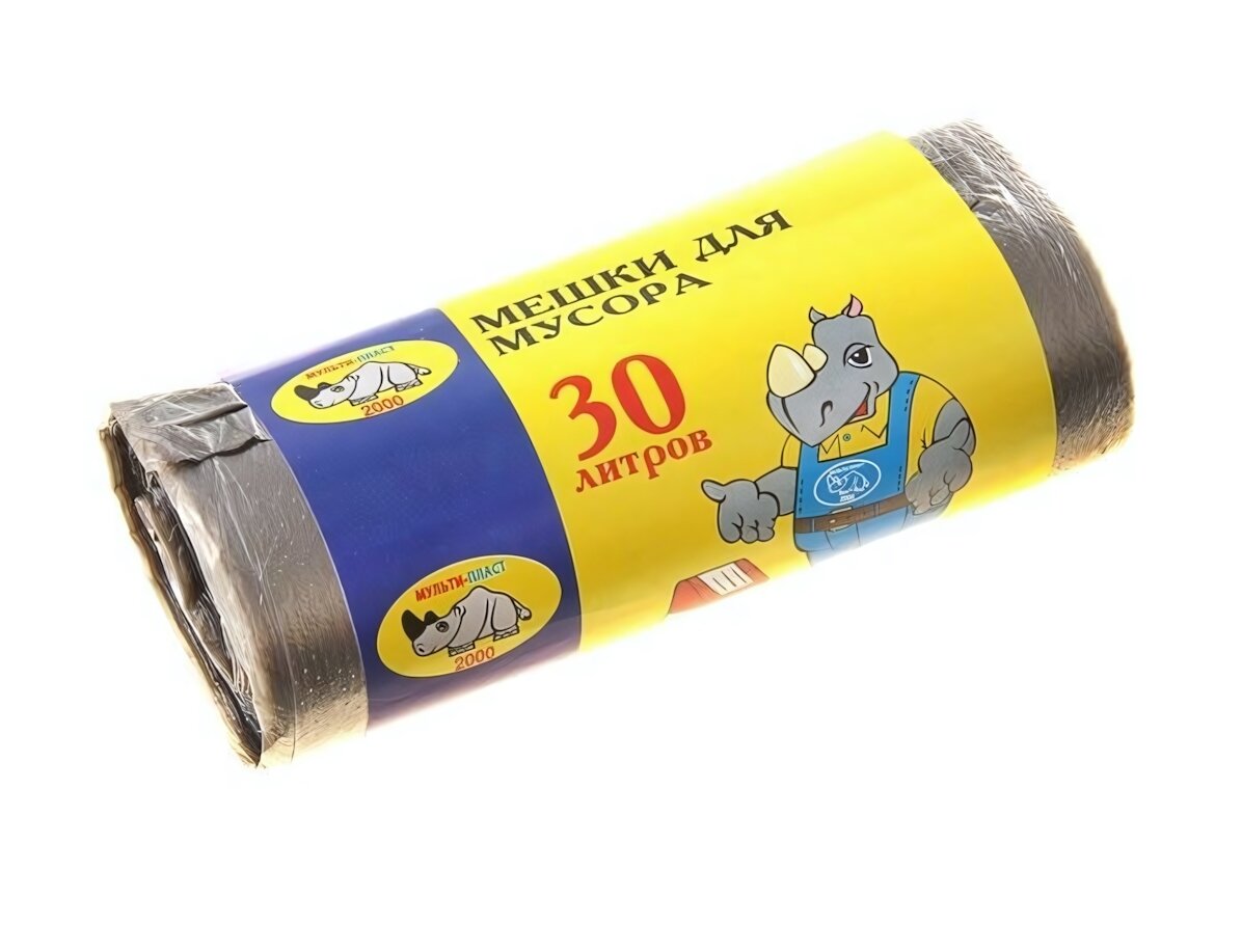 Мешки для мусора 30 л ПНД, для дома, 500х600 мм, 6 мкм, рулон 30 шт, черные