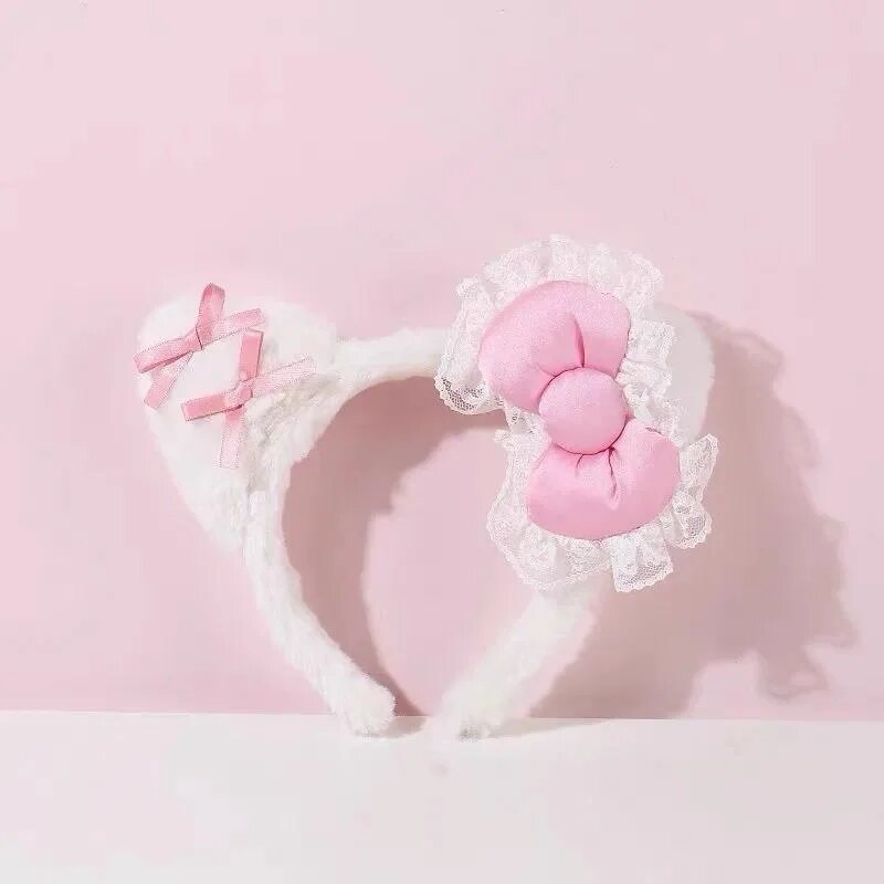 Розовая черная плюшевая резинка для волос с бантом Hello Kitty My Melody Kuromi MINISO Hello Kitty