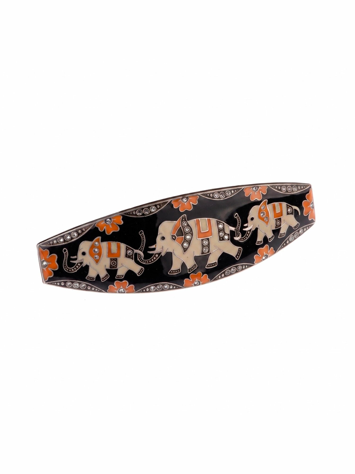 Clara Bijoux Заколка-автомат для волос 9,4 см Elephants, латунь, ручная роспись эмалью, Испания