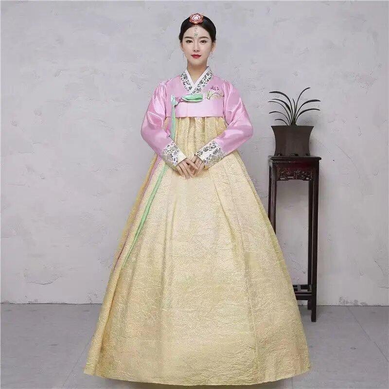 Женский национальный костюм Hanbok JBOLID Желтый, L, pleated style 4