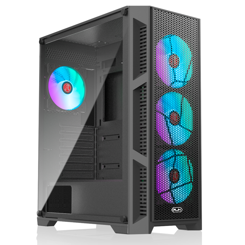 Корпус для ПК Raijintek ARCADIA III-MS4, Midi Tower, чёрный, под ATX, mATX, Mini-ITX, подсветка ARGB 0R20B00247