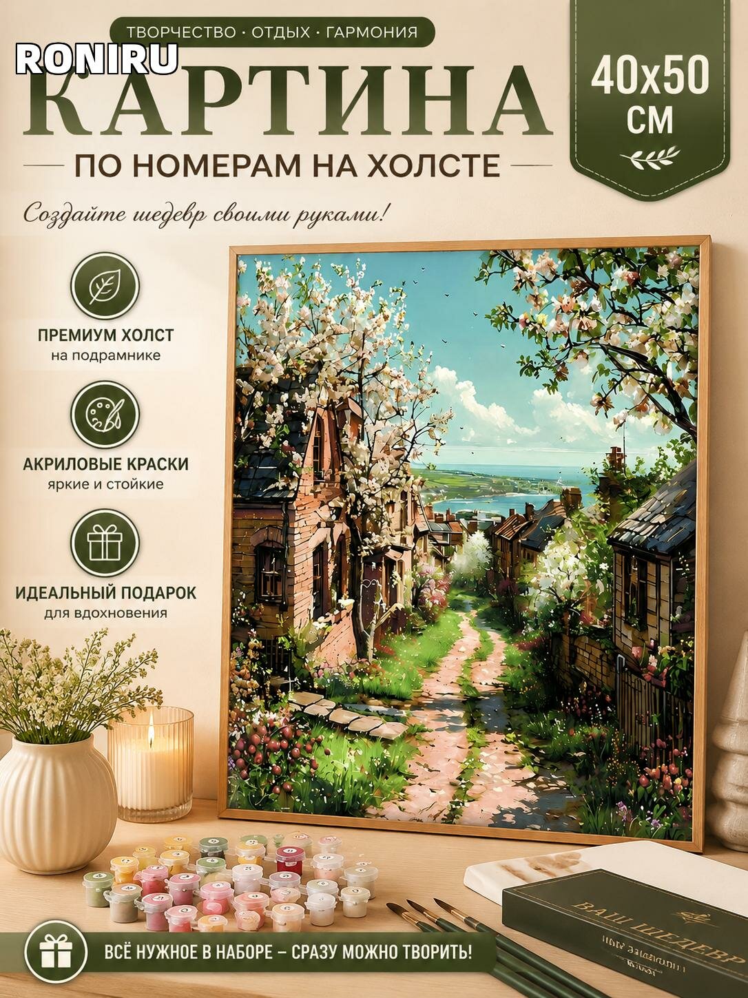 Картина по номерам на холсте 40x50 см — набор с акриловыми красками для домашнего декора и подарка начинающим.