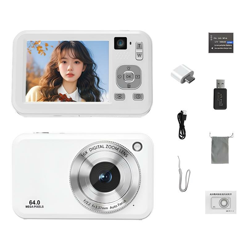 Цифровая камера унисекс SONGDIAN DC315 Moon White, 64MP Pixel, Dual Rear Cameras, Flashes