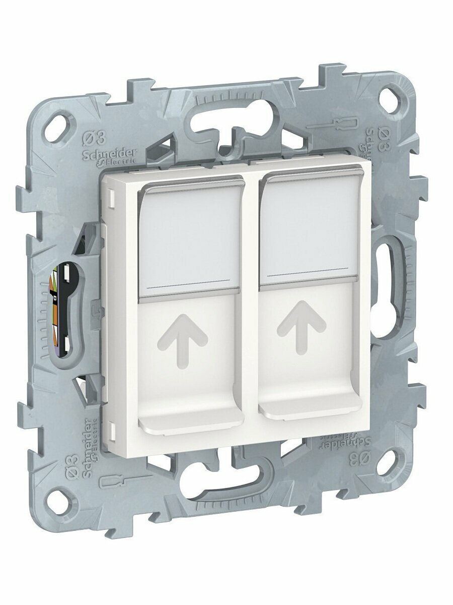 Розетка компьютерная Schneider Electric NU542418, RJ45, двойная, категория 6, UTP, белая