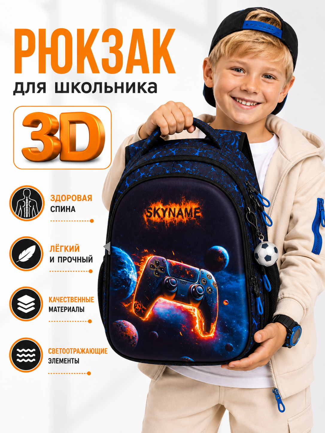 Рюкзак школьный для мальчика для 1-4 класса + подарок SkyName (Скайнейм)
