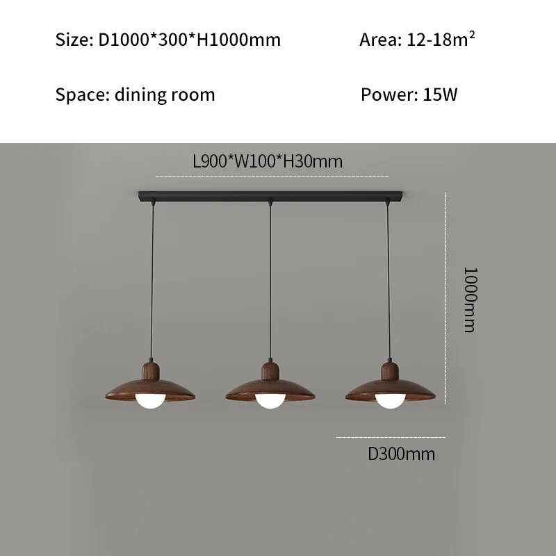Подвесной светильник walnut 3heads D100cm, 3 цвета света