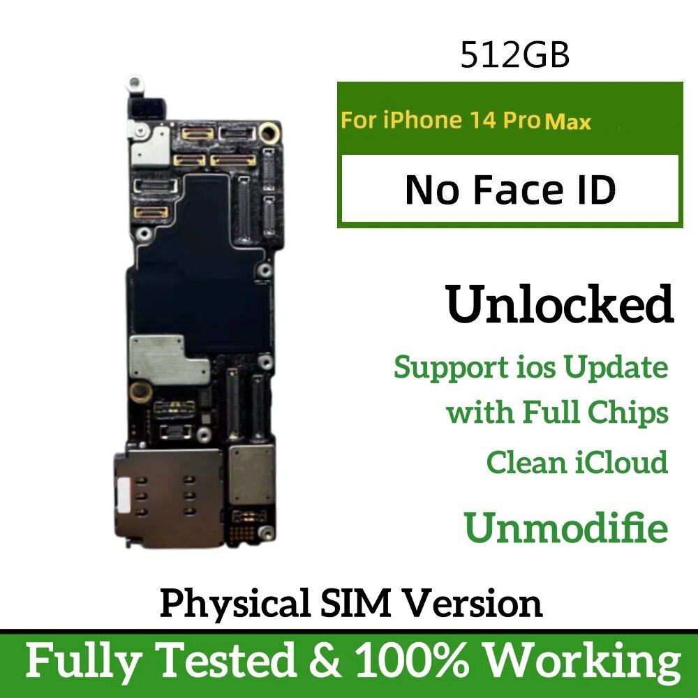 Полностью рабочая разблокированная материнская плата для iPhone 14 Pro Max 14 14ProMax 512g NoFace