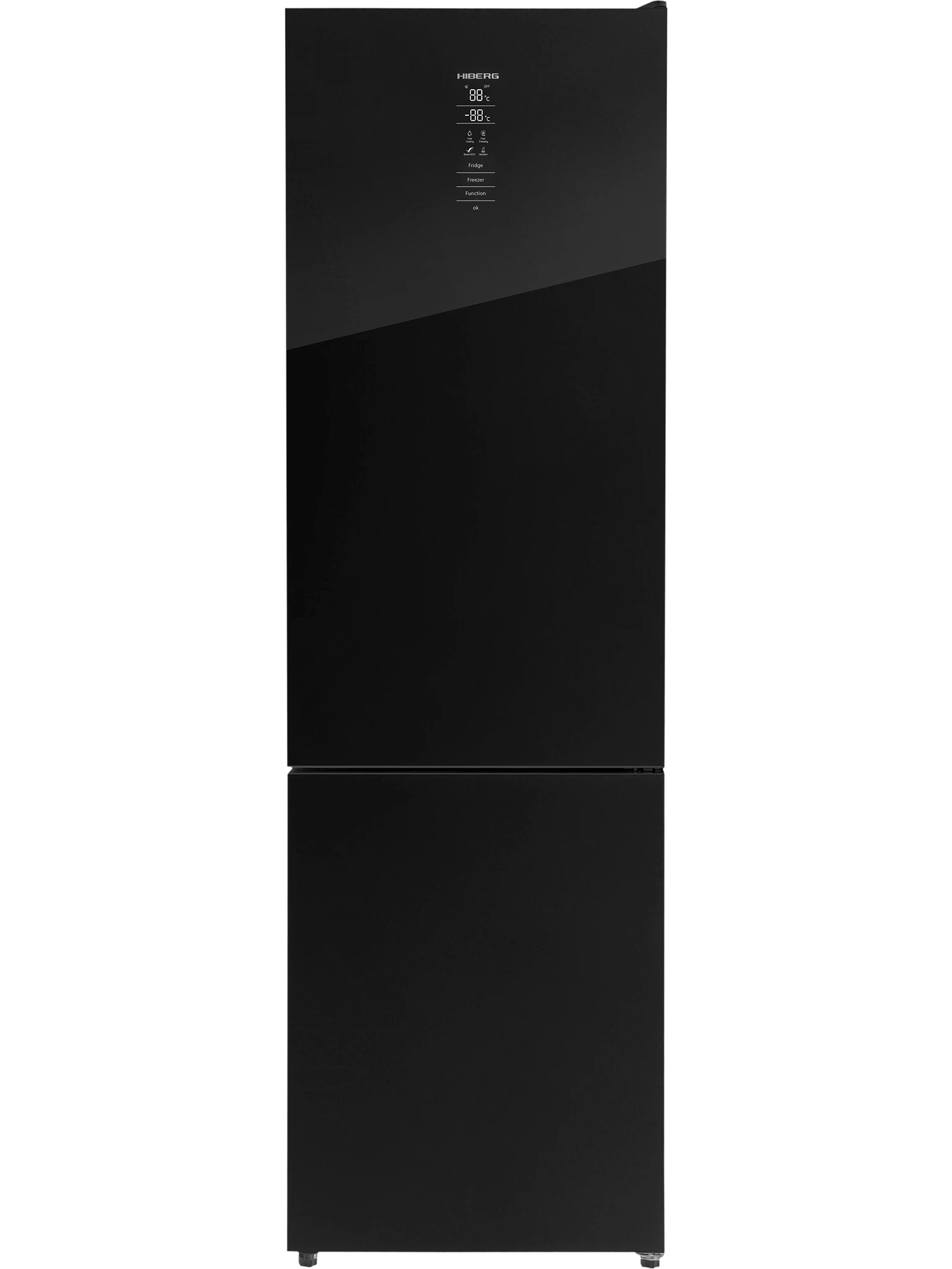 Холодильник HIBERG RFC-400DX NFGB inverter, черное стекло, общий объем 380 л