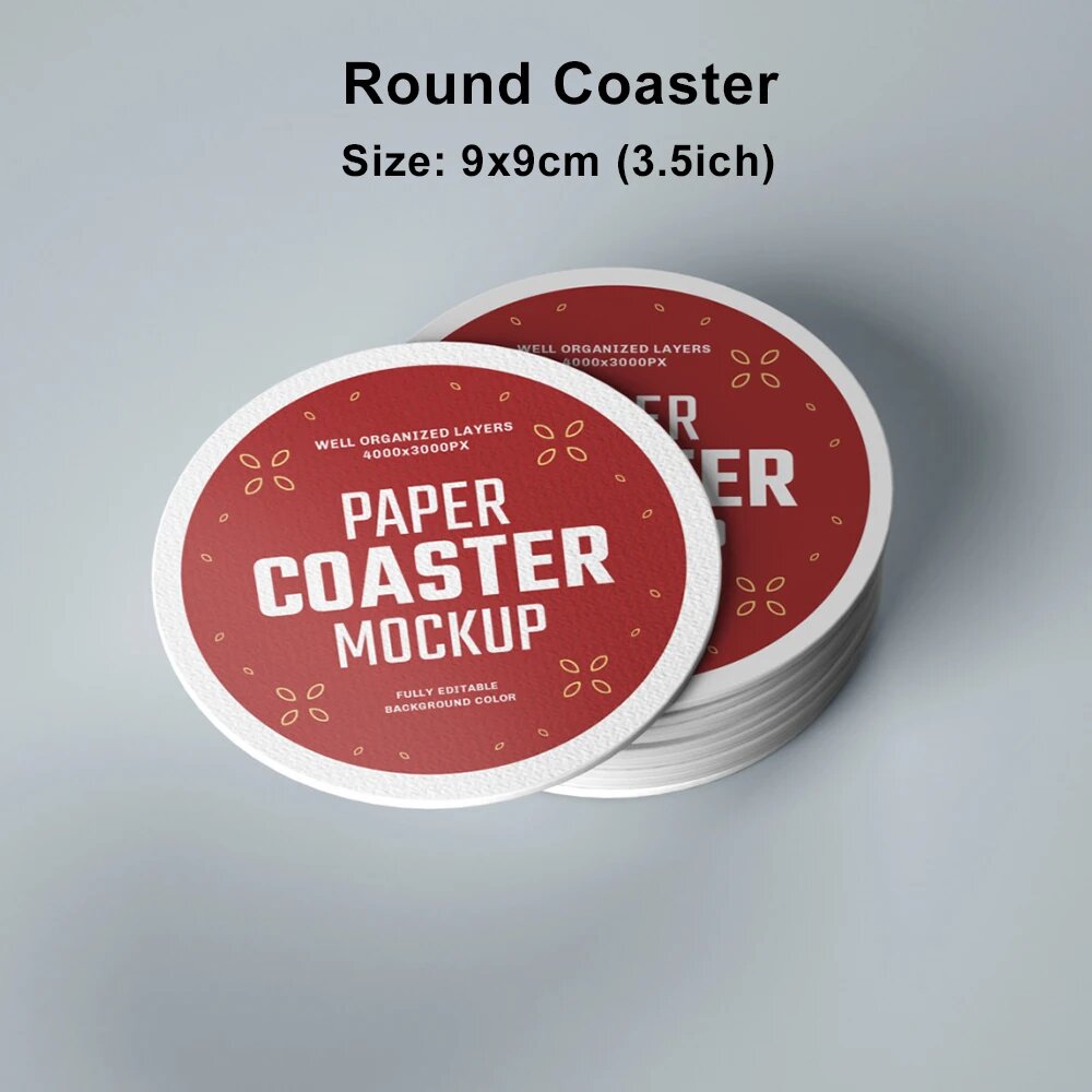 Бумажные подставки под кружки с логотипом 200PCS, Round card