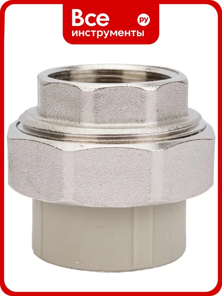 Комбинированная муфта VALFEX PP‑R серая, разъем дюйма ВР 10155025Г 32x1, полипропиленовый фитинг, тип резьбы