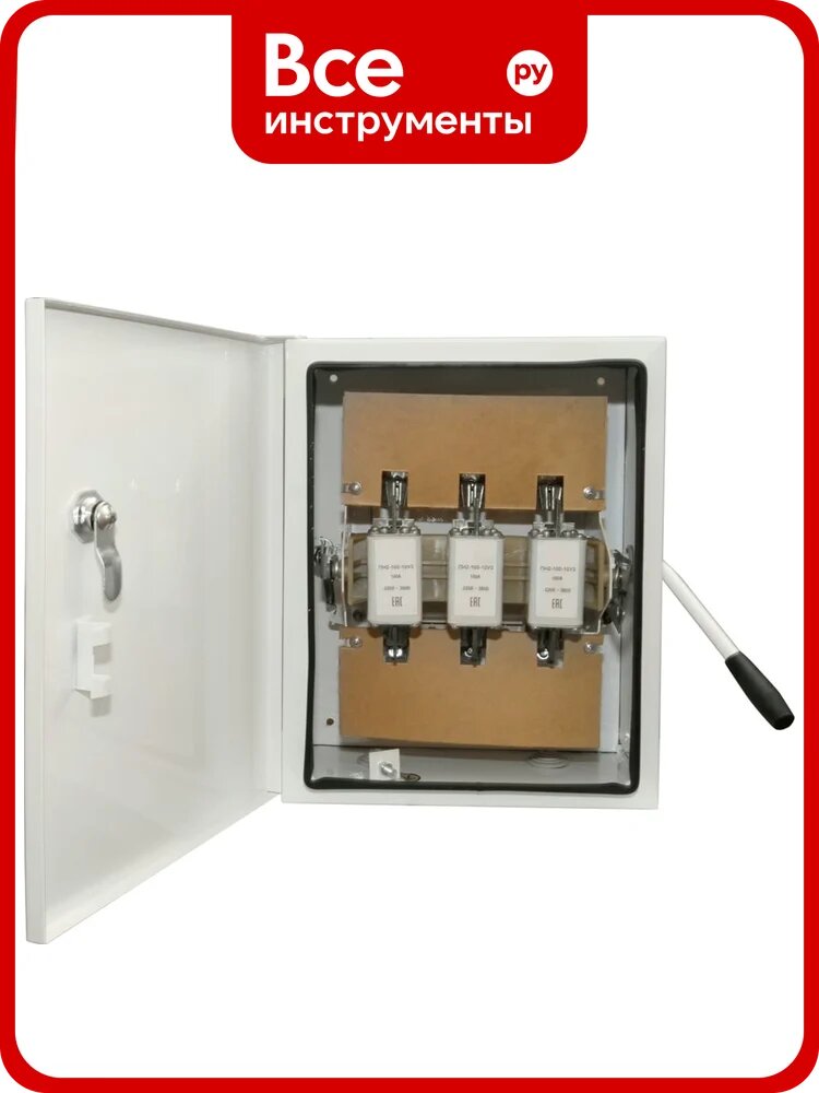 Ящик с рубильником TDM ELECTRIC ЯБПВУ IP54, навесной монтаж, стальной корпус с ревизионным окошком, белый цвет