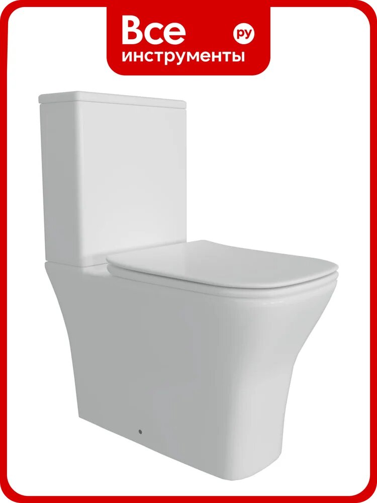 Унитаз напольный Teymi Helmi Pro безободковый, сиденье микролифт T40305 ЦБ-00267139, санфарфор, быстросъёмное сиденье