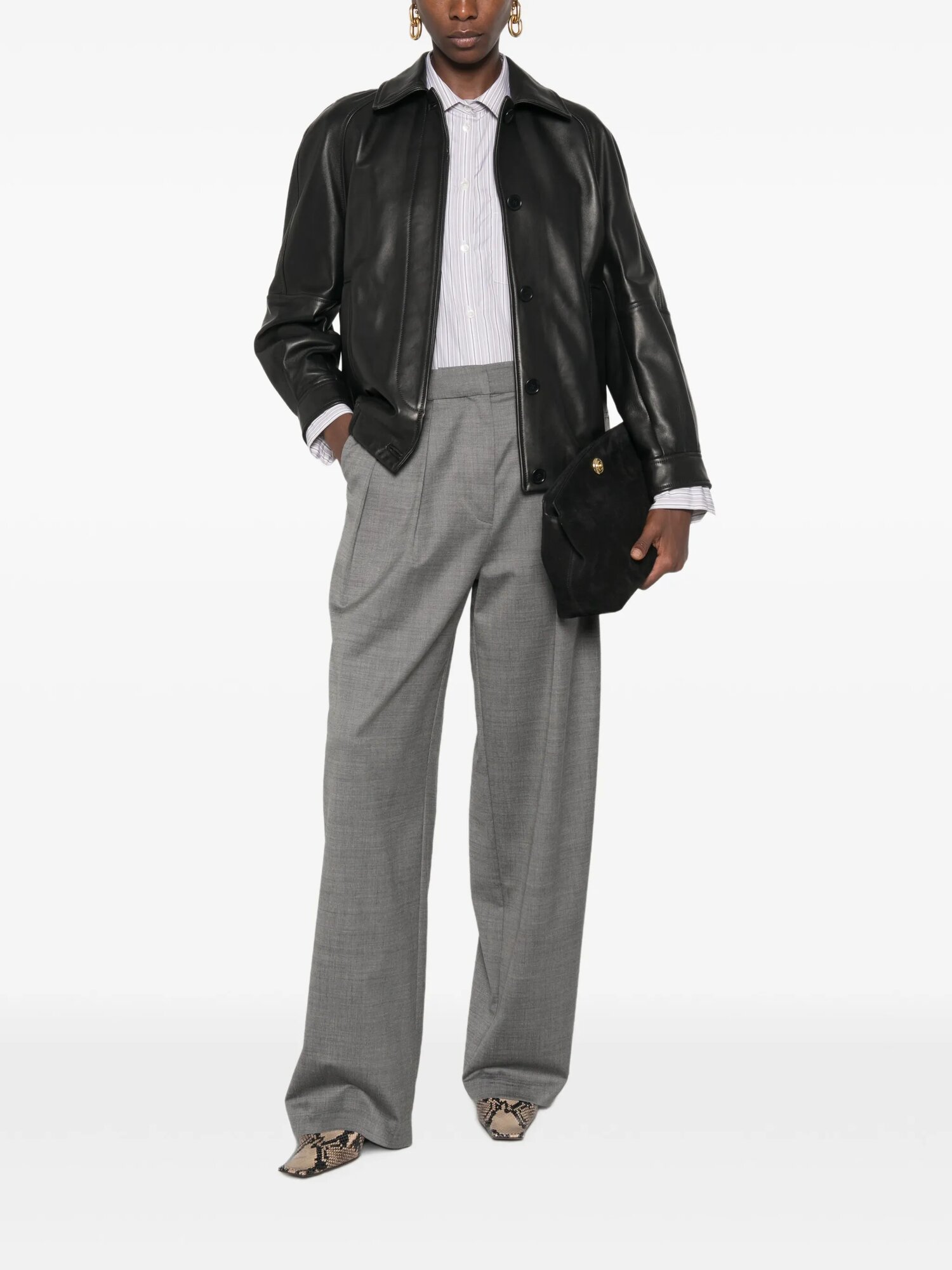 Куртка Salvatore Santoro Button-up leather jacket, размер 42 — фото 1