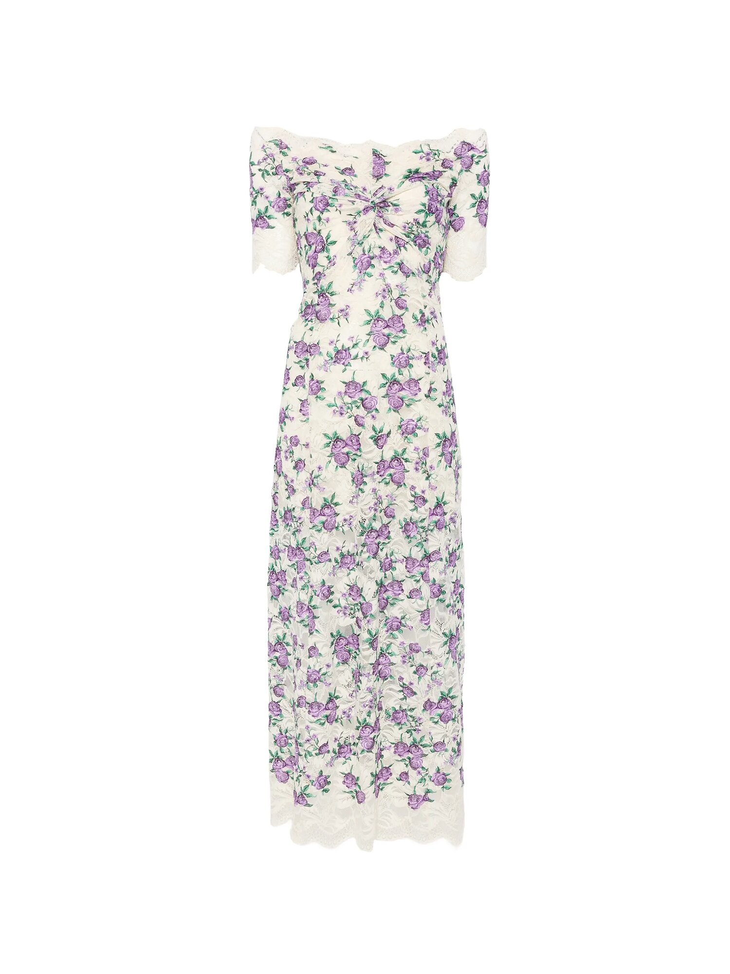 Платье Floral-embroidered lace-texture midi dress